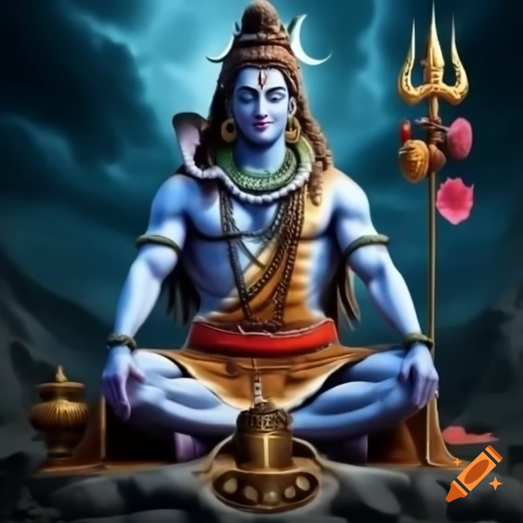 Representation of Shiva, a major deity in Hinduism on Craiyon