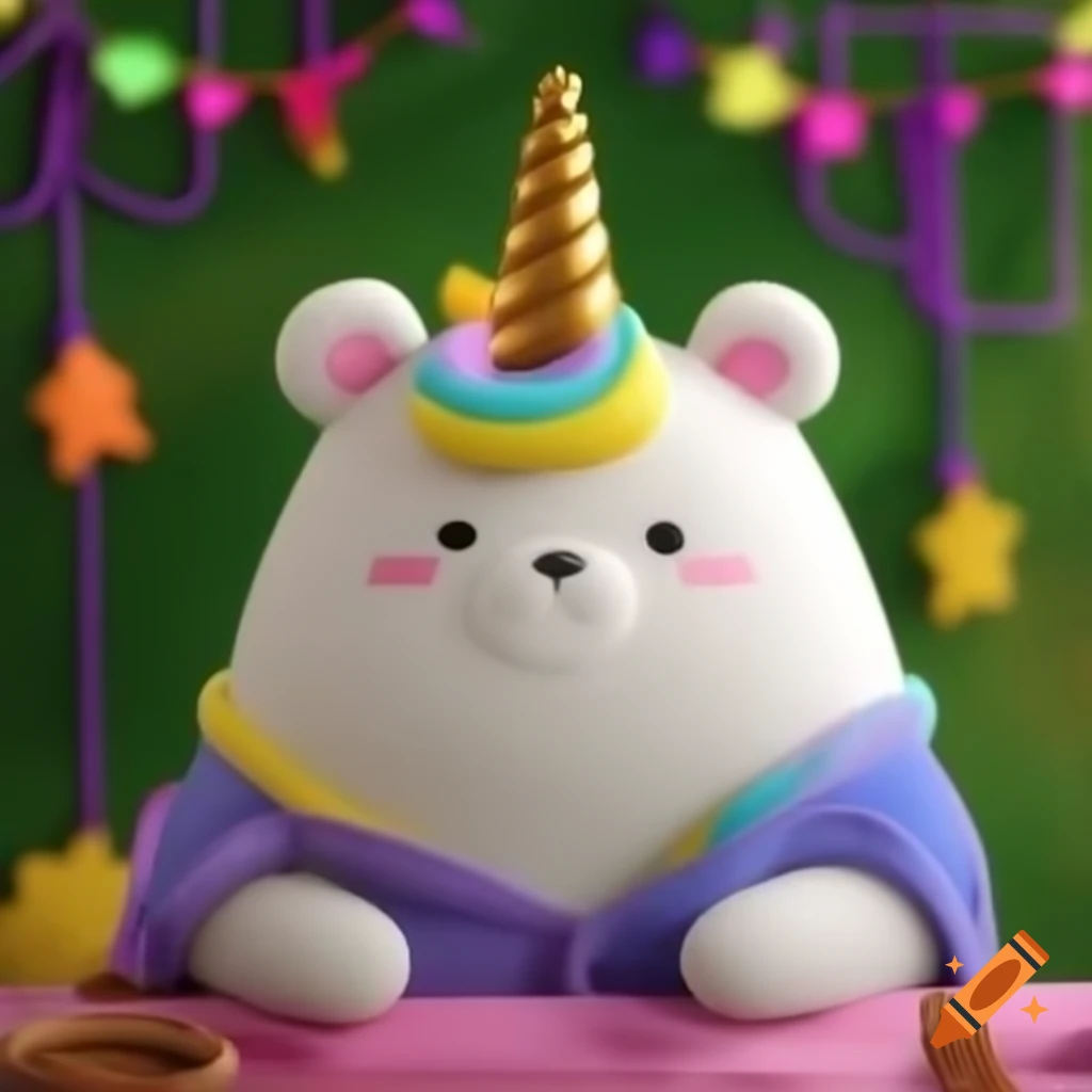 Bear depicted as a unicorn, whimsical and imaginative on Craiyon