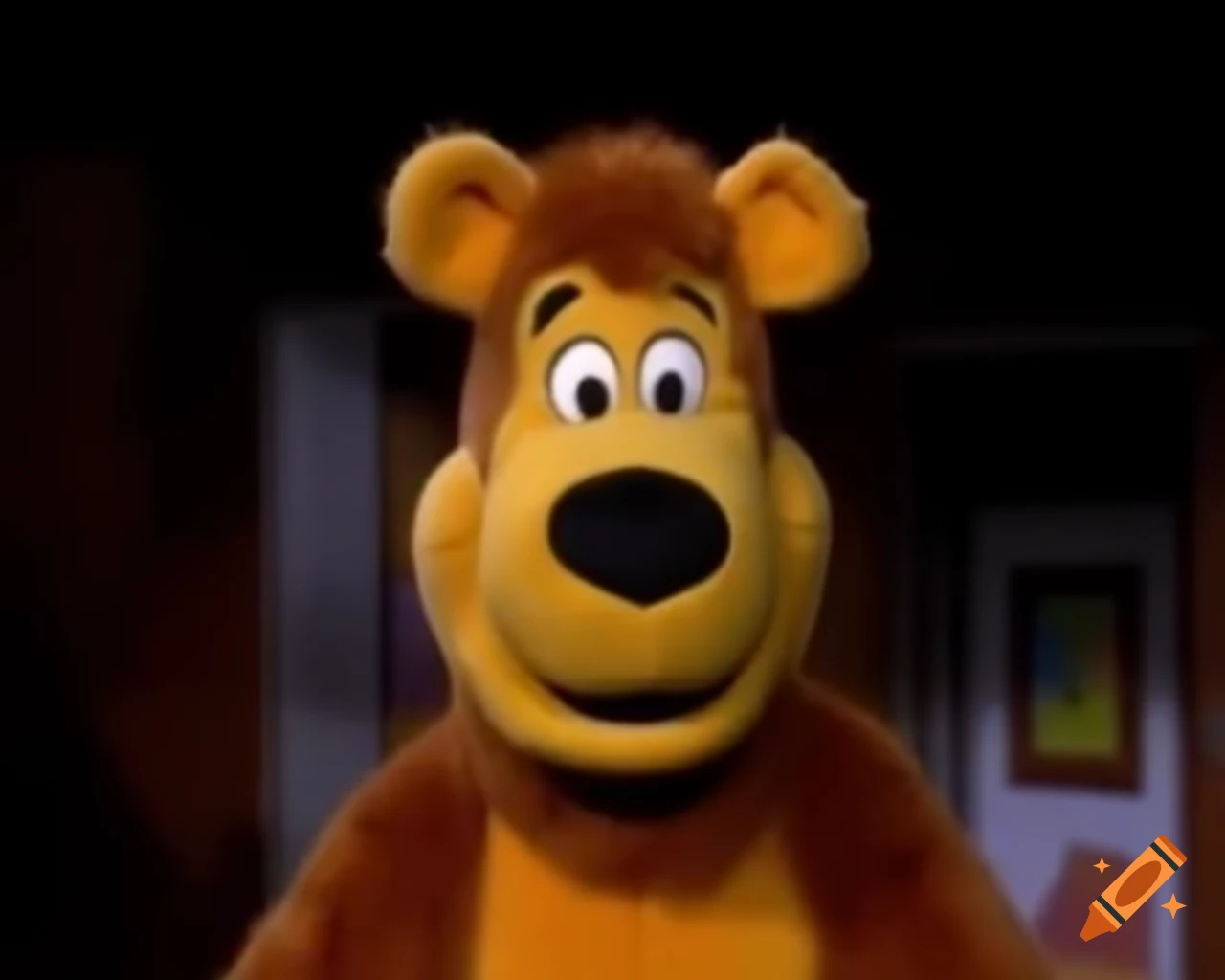 1990s PBS Kids animal mascot character in nostalgic VHS style on Craiyon