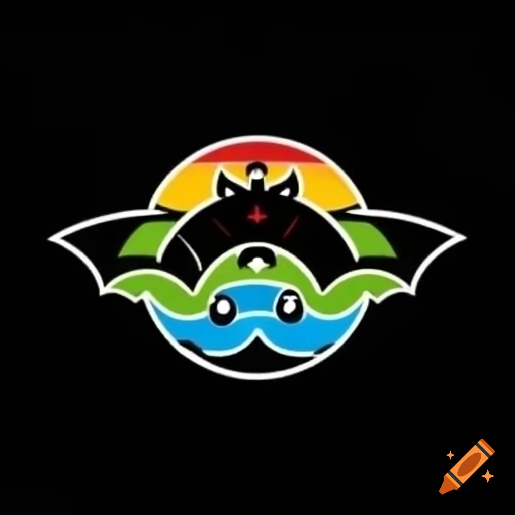 Fly-Curious fishing company logo with fish, rainbows, and brown bats in ...