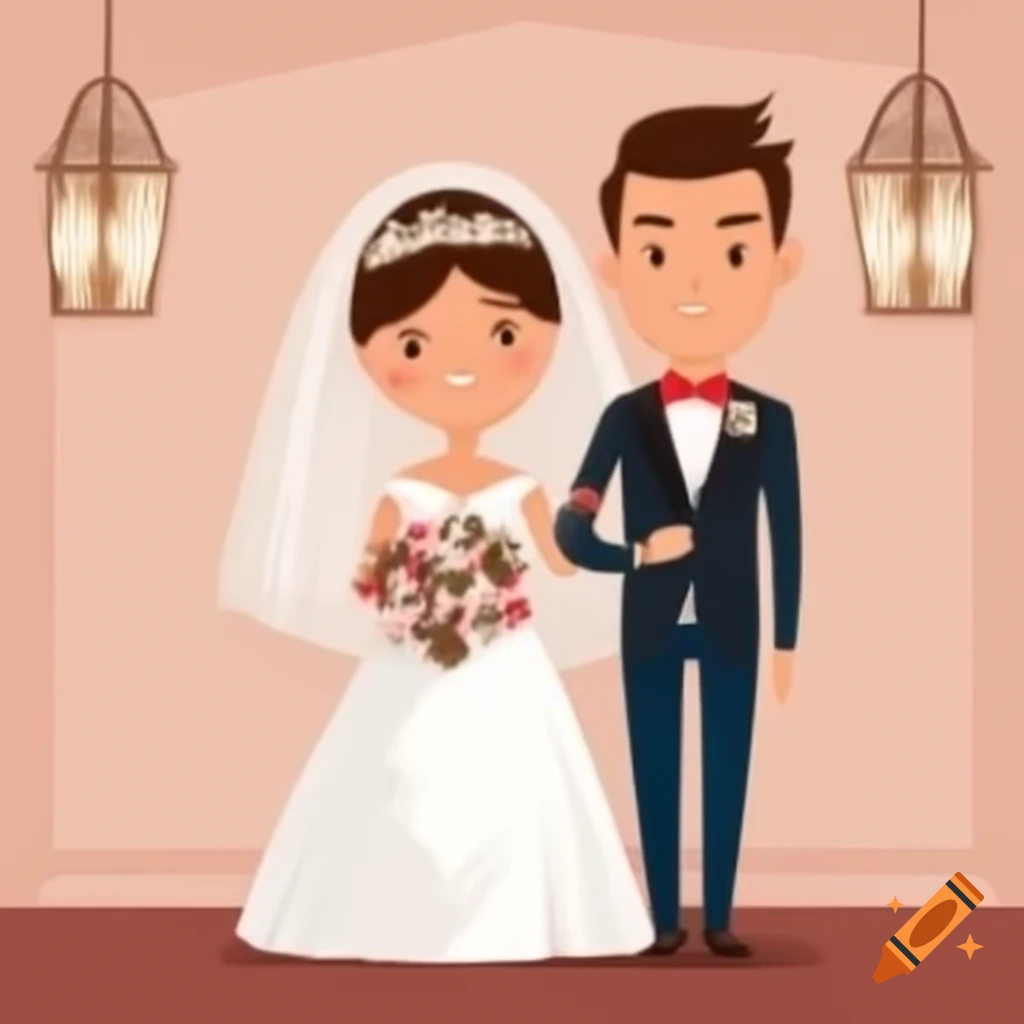 Traditional Indian bride and groom in wedding attire on Craiyon