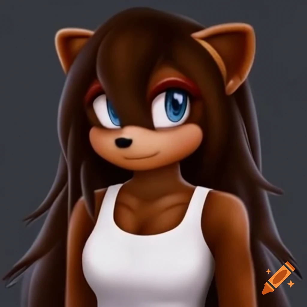 Stylized character from sonic boom wearing white tank top and black dog ...