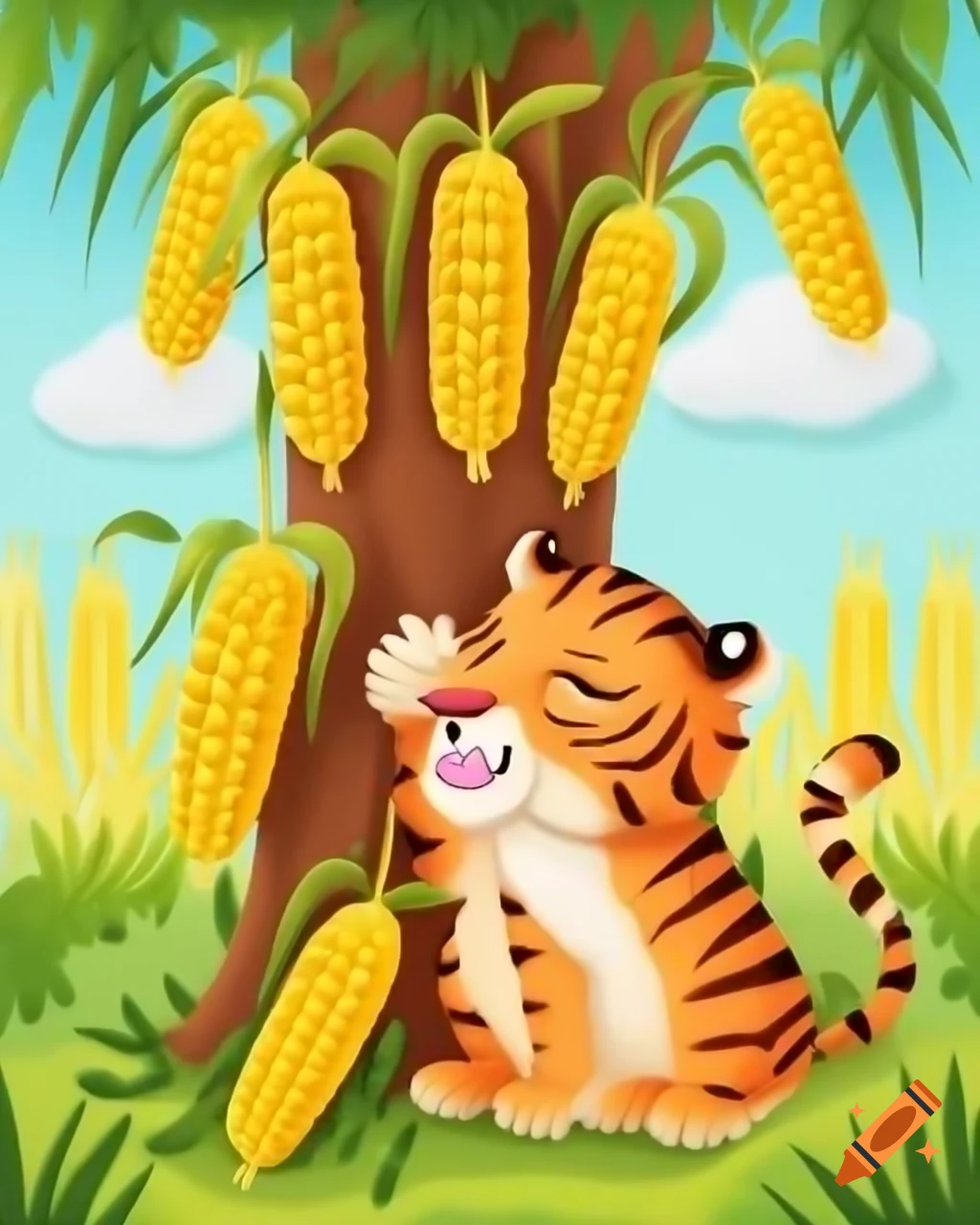 Happy deer and strong elephant in the forest on Craiyon