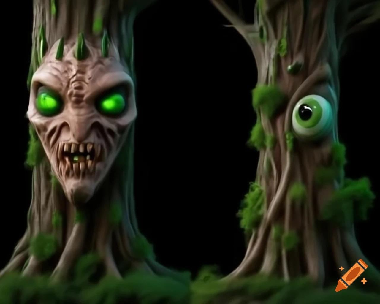 Spooky tree with stained glass, artwork by greg rutkowski on Craiyon