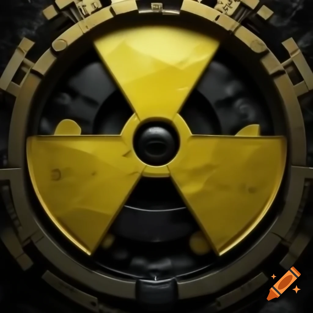 Super realistic radioactive sign logo in gold and black metallic ...