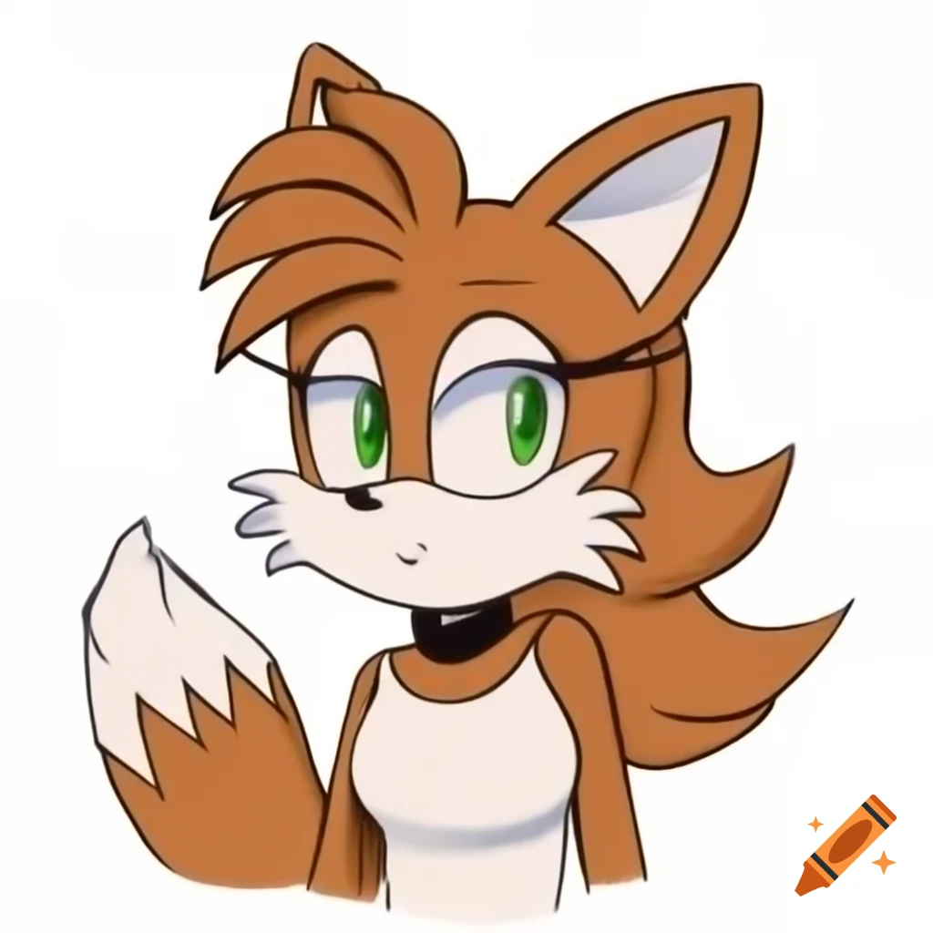 Sonic-style badger girl character with brown fur and dog collar on Craiyon