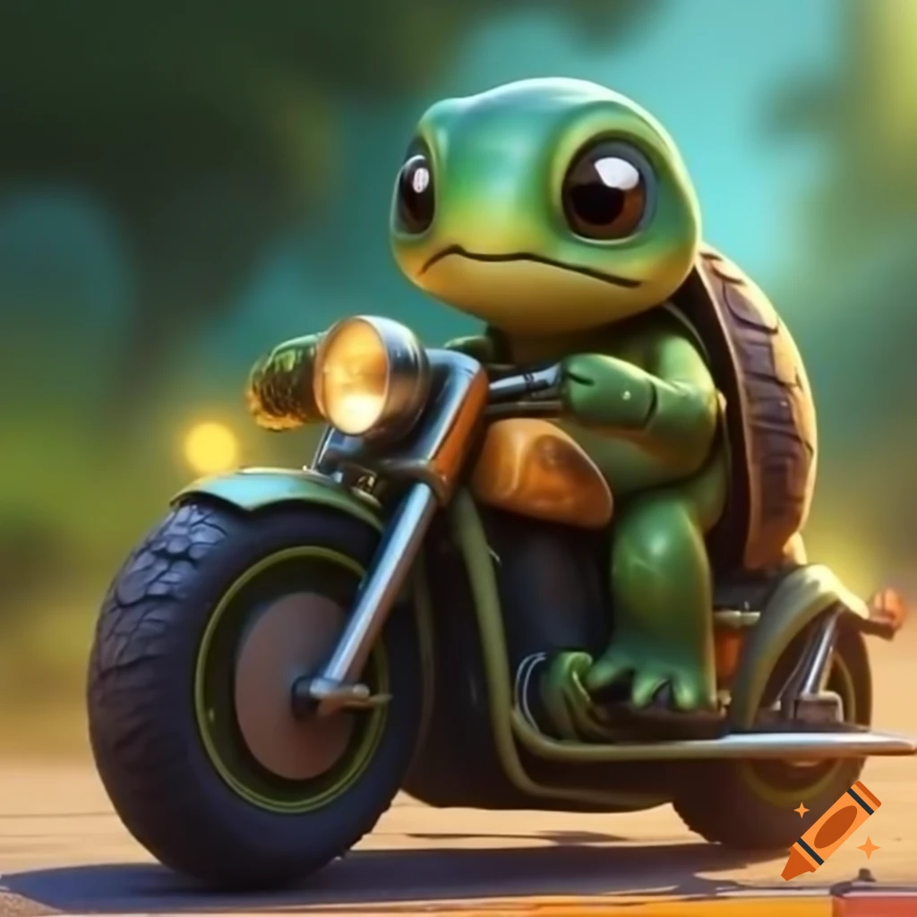 Turtle on a motorcycle on Craiyon
