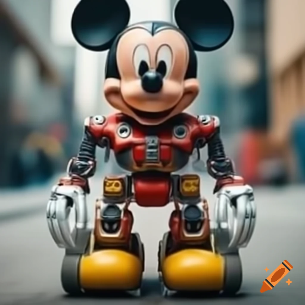 Detailed black and white surreal illustration of Mickey Mouse on Craiyon