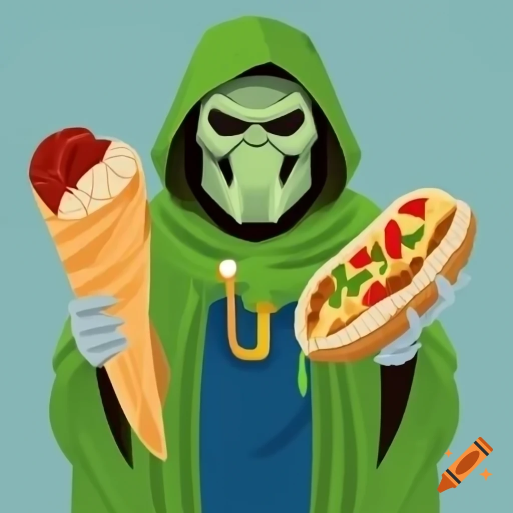 Latte art depicting an assassin character in a hooded robe with a ...