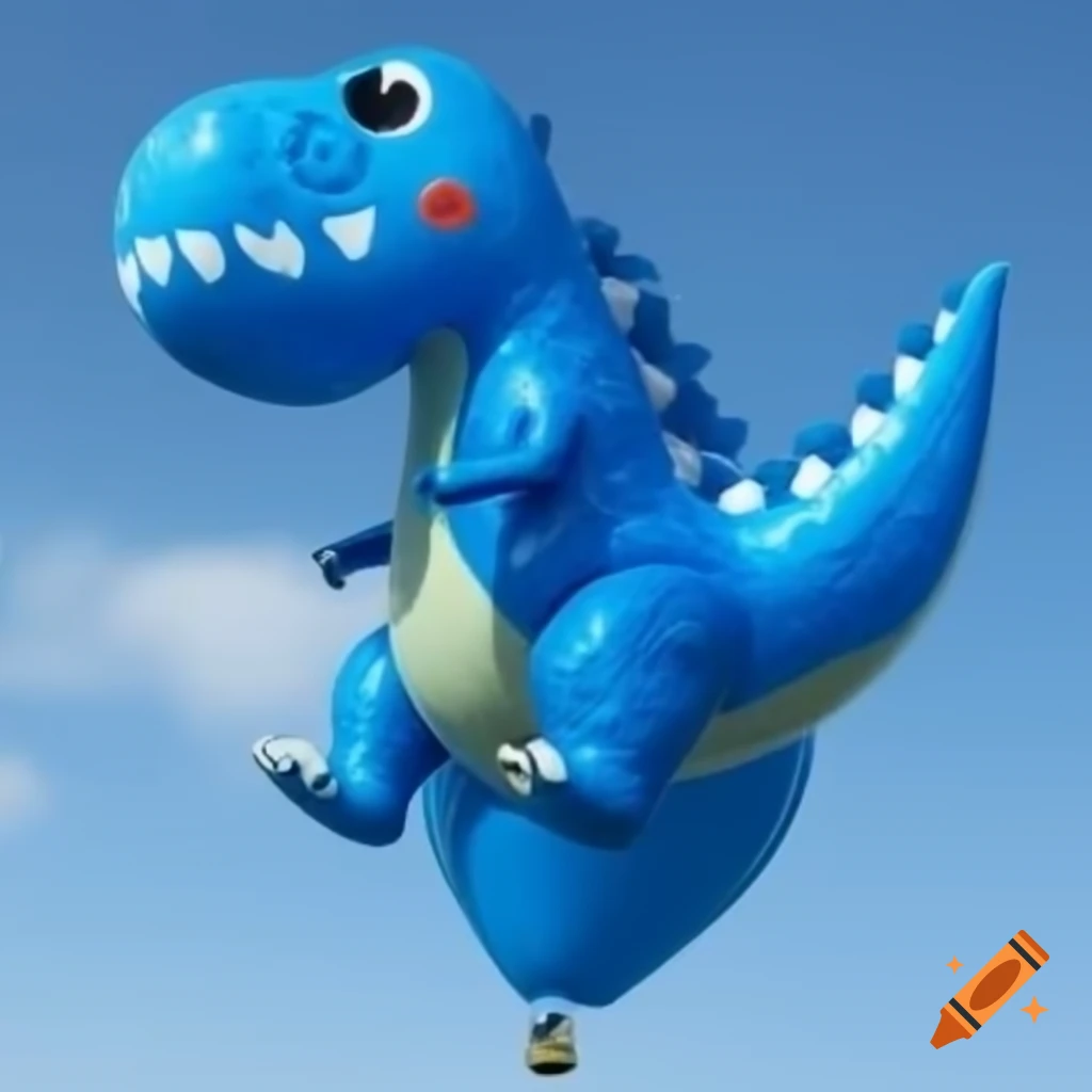 Blue dinosaur balloon floating on Craiyon
