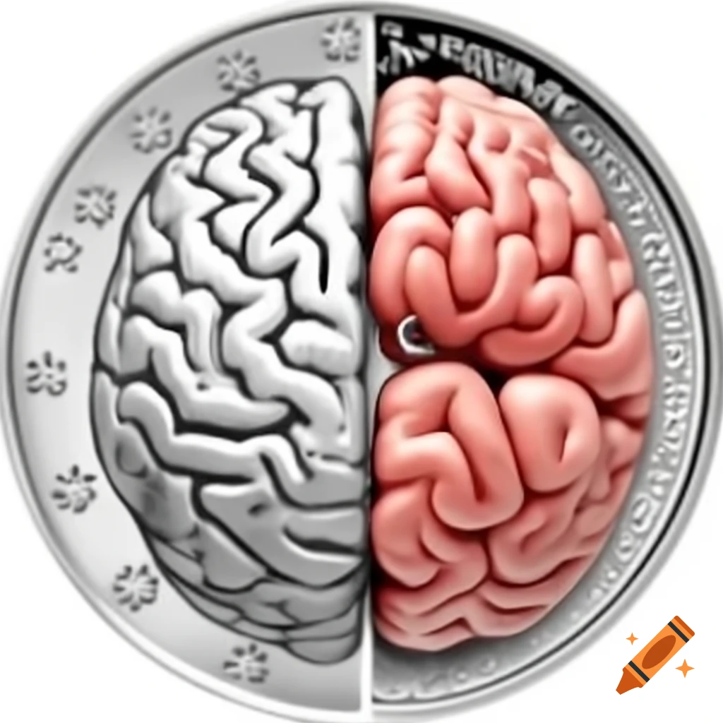 Coin featuring a brain symbolizing knowledge on Craiyon