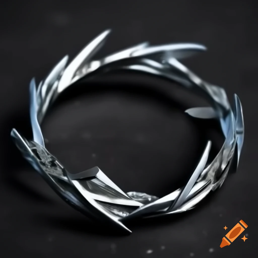 A shattered gold crown is wrapped in foil and rests on a misty surface ...