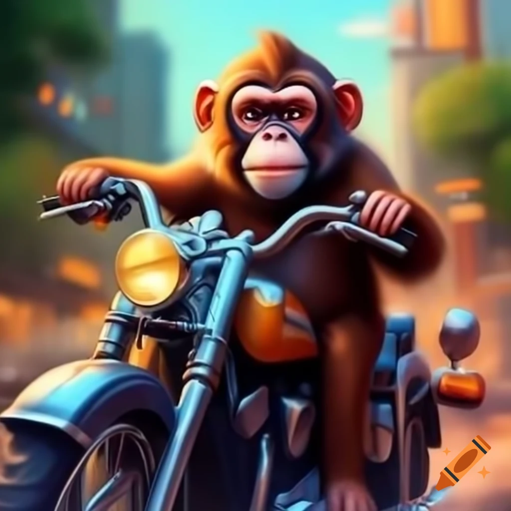 Monkey riding a motorcycle on Craiyon