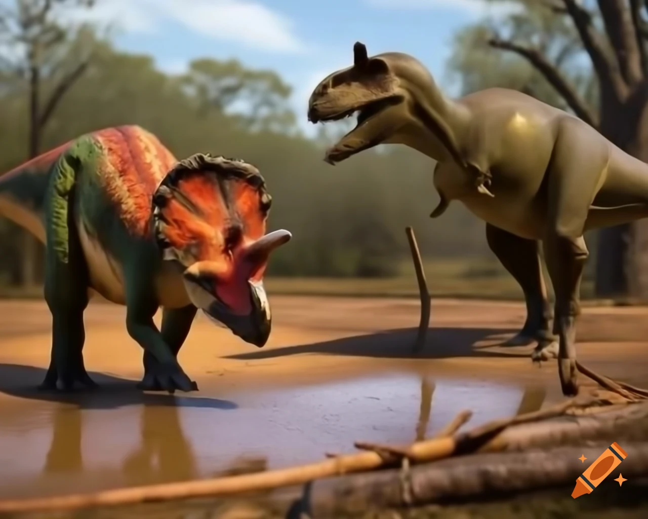 Old lady riding velociraptor in fashionable coat on japanese street ...