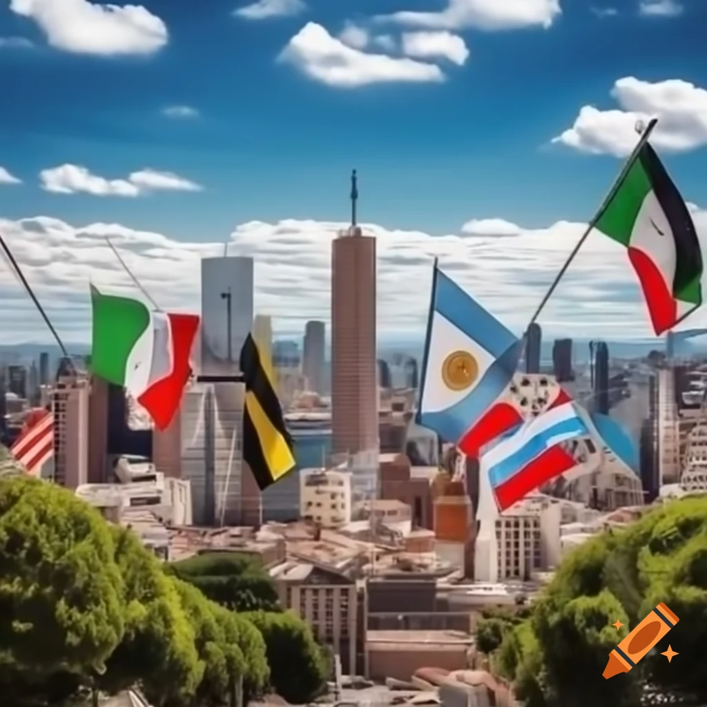 Flags of Italy, Lithuania, Germany, and Brazil with Argentina flag at ...