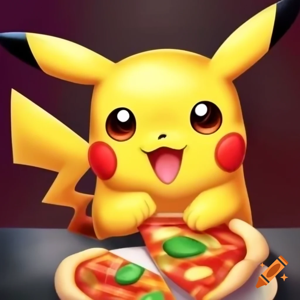 Pikachu enjoying pizza on Craiyon