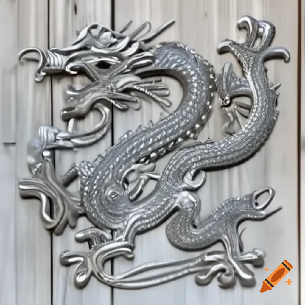 Striped white metal Chinese dragon on Craiyon