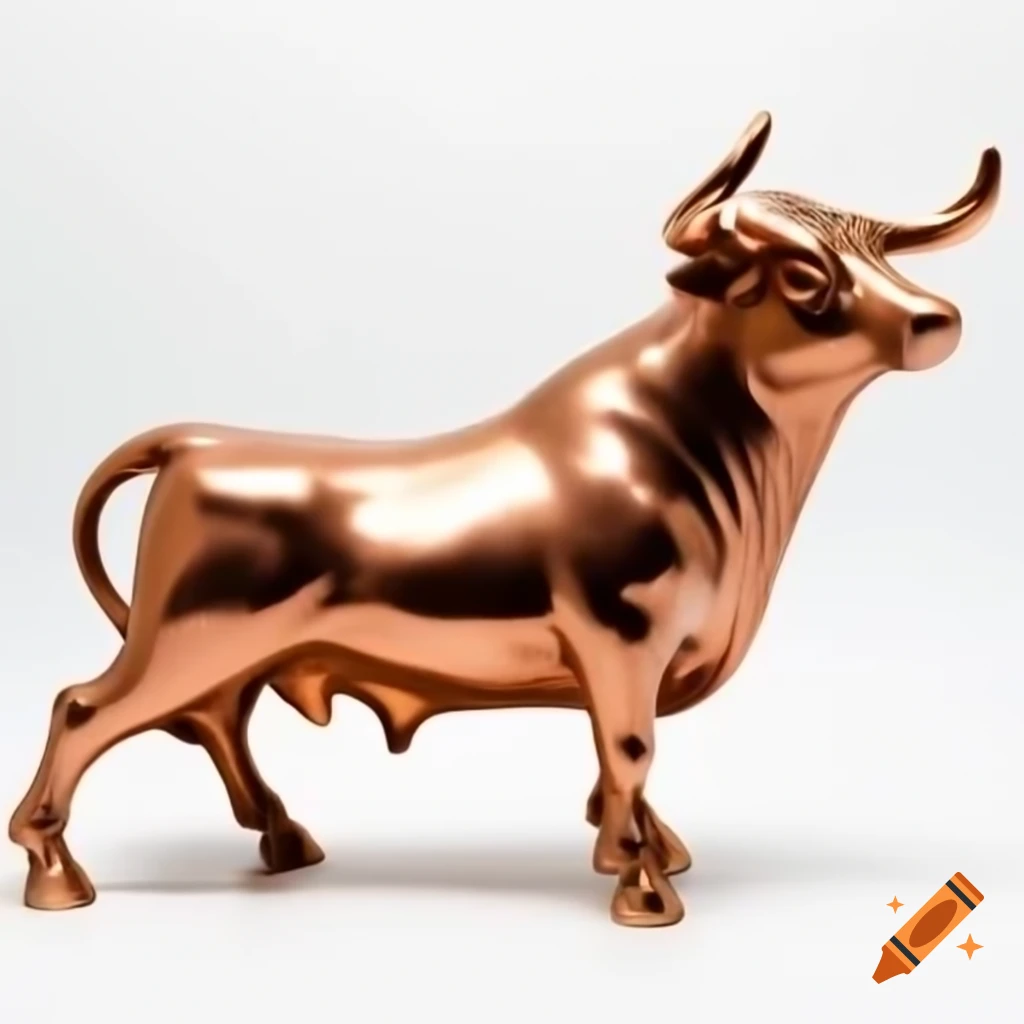 Copper sculpture of a bull on Craiyon