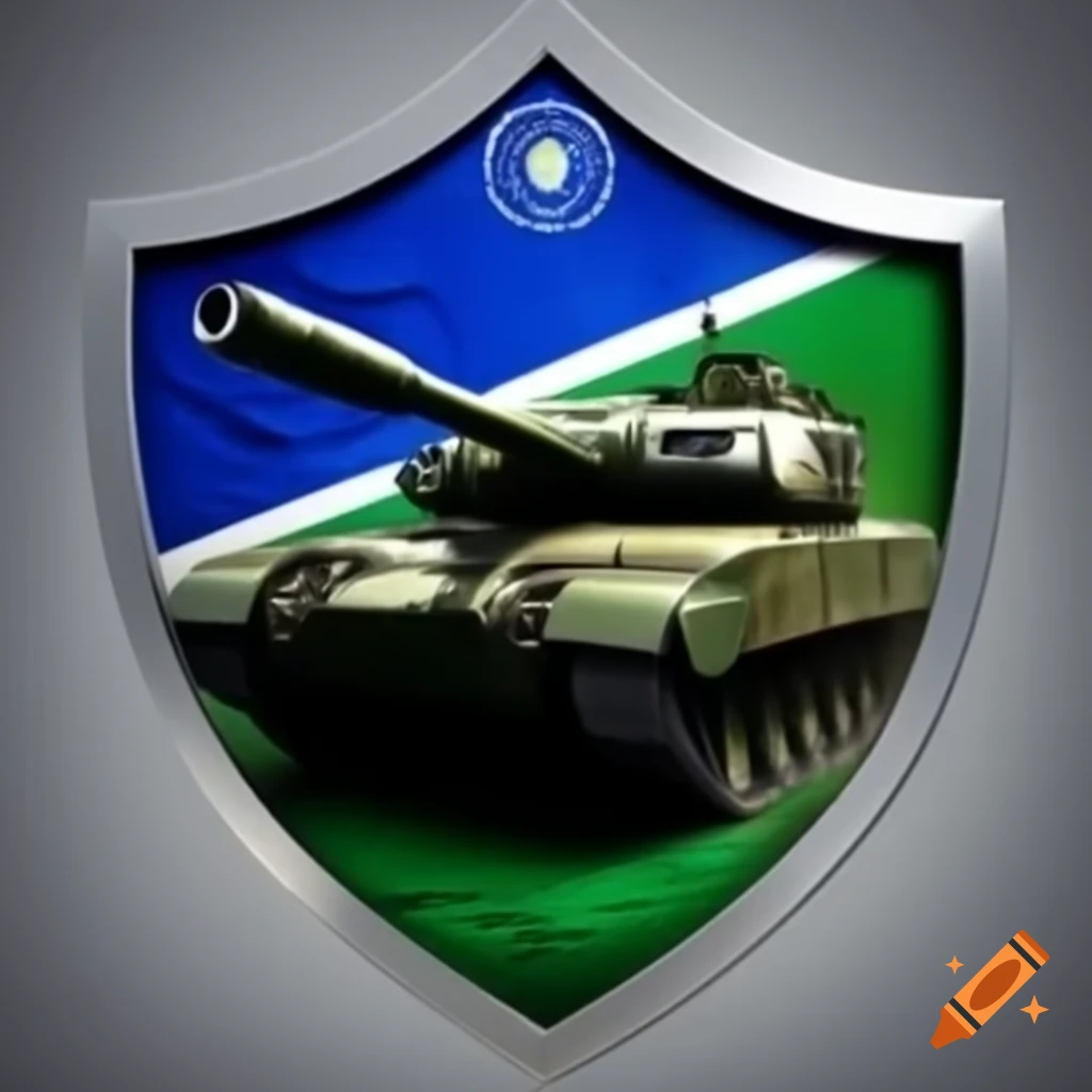 Logo design featuring realistic tank for bosniak tank forces in blue ...