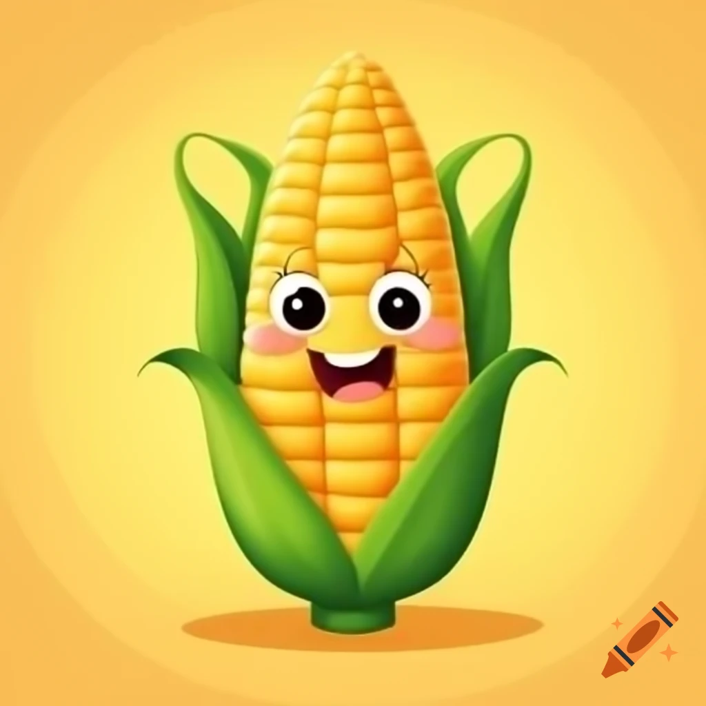 Happy cartoon corn character illustration on Craiyon