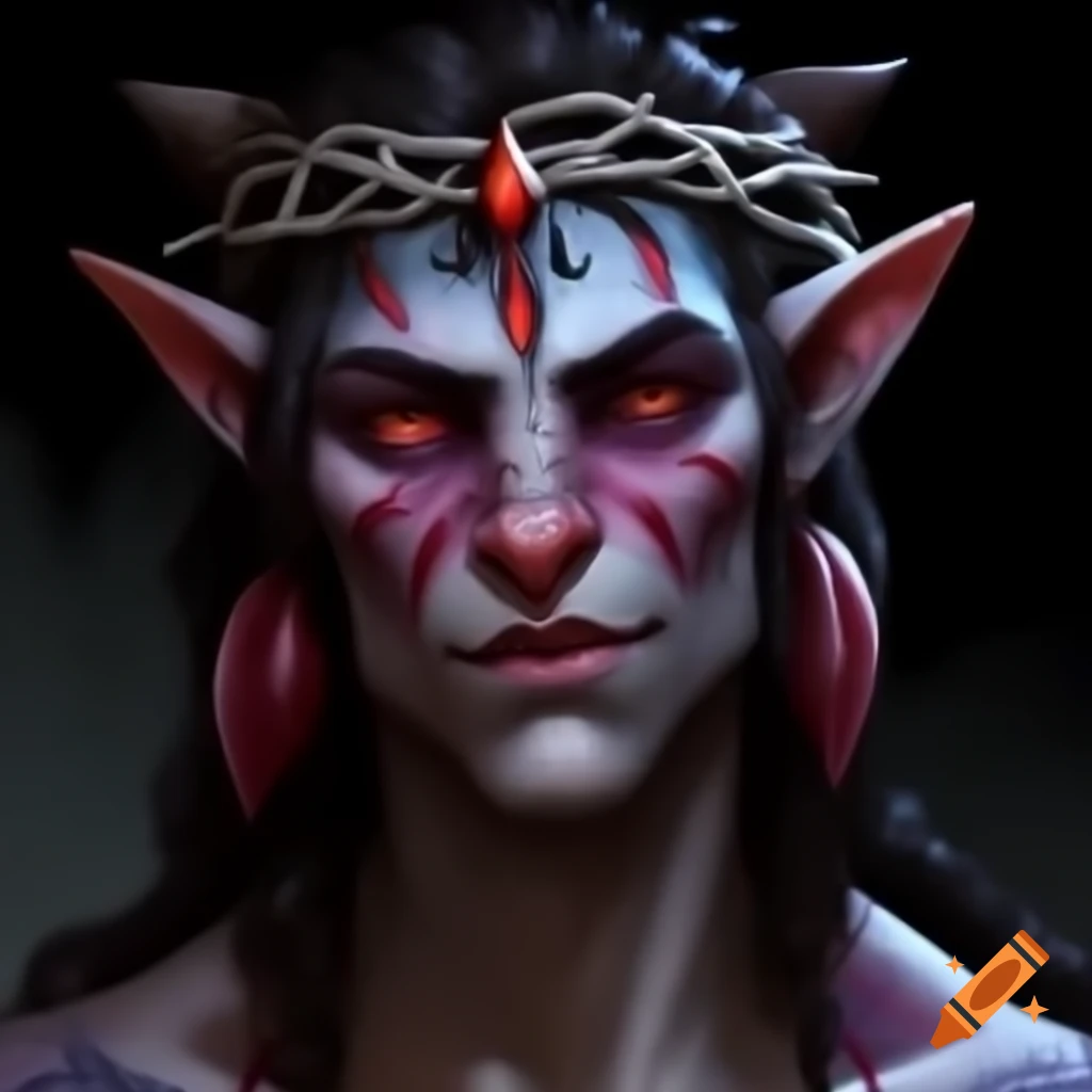 Concept art of a ruby elf with deep red hair and ruby eyes on Craiyon