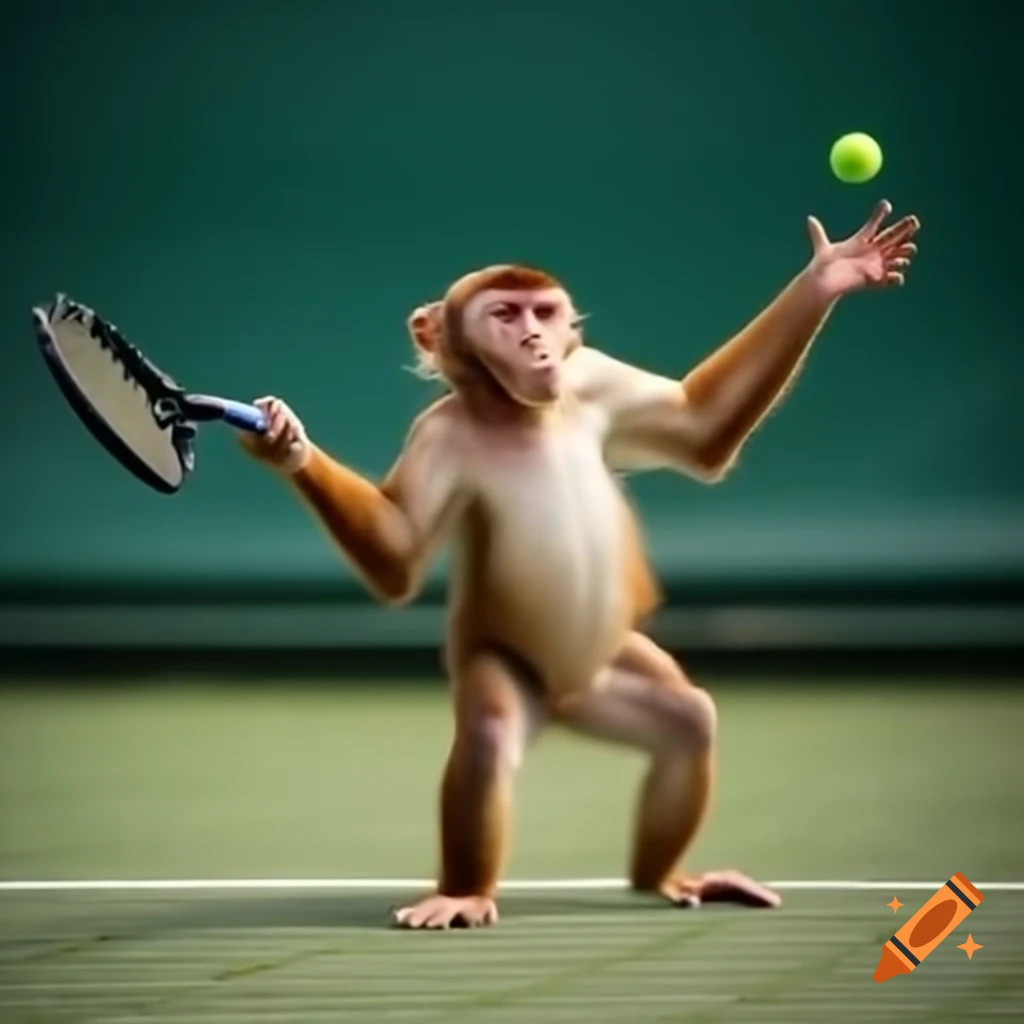 Monkey playing tennis on Craiyon