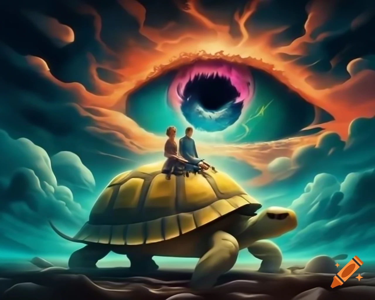 Baroque surreal illustration of a giant eye tree in oil painting on Craiyon