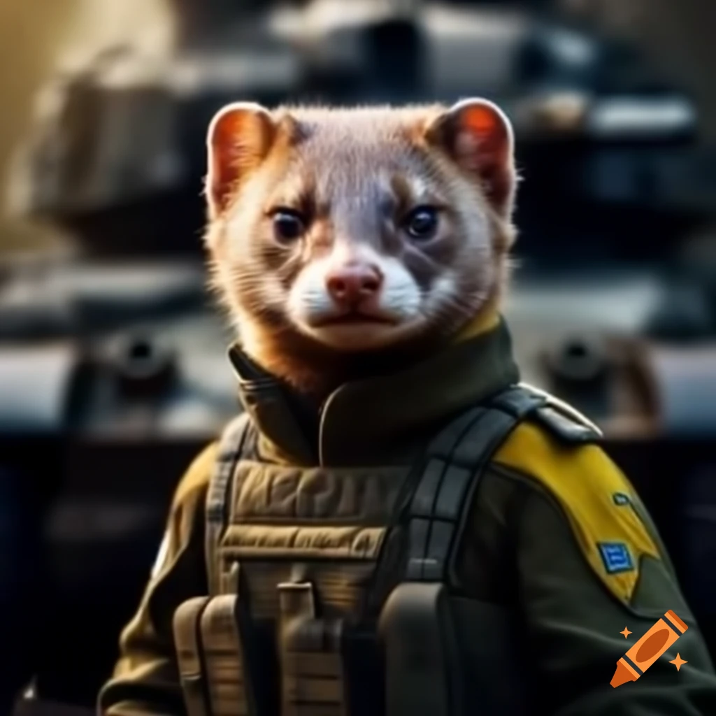 Squirrel in combat gear looking fierce and prepared for battle on Craiyon