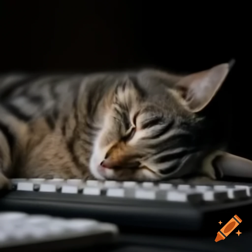 Maine coon cat sleeping on laptop on Craiyon
