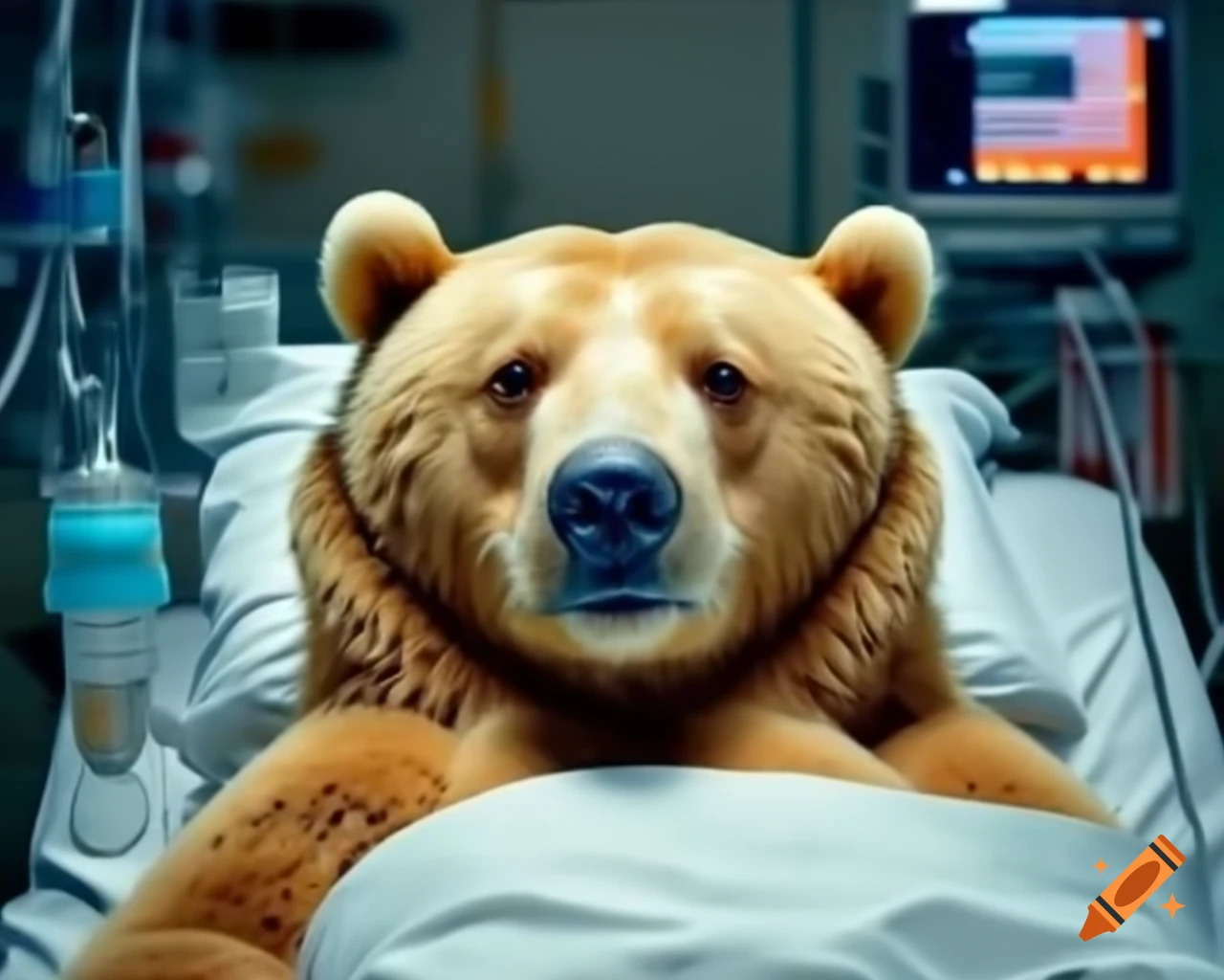 Bear undergoing dialysis treatment on Craiyon