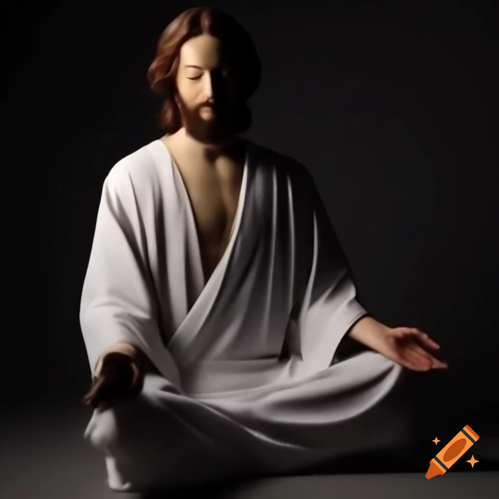 Jesus Christ depicted as Buddha meditating in lotus position in ...