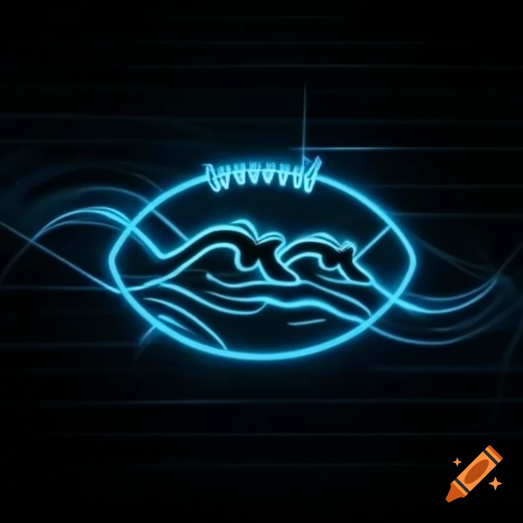 Modern American football logo design with neon blue wave elements on ...