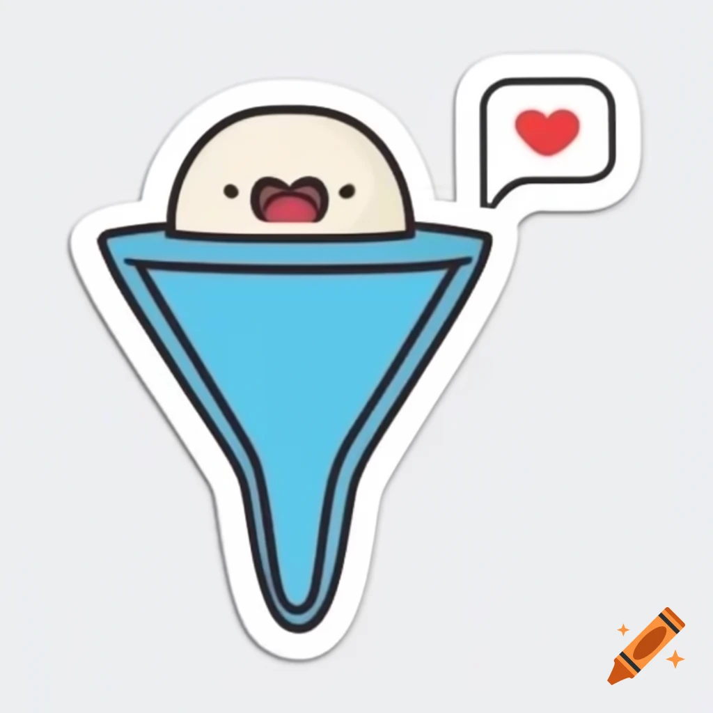 Simple sticker-style funnel design with a character on Craiyon