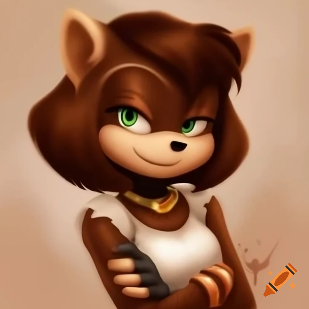 Sonic-style badger girl character with brown fur and accessories on Craiyon