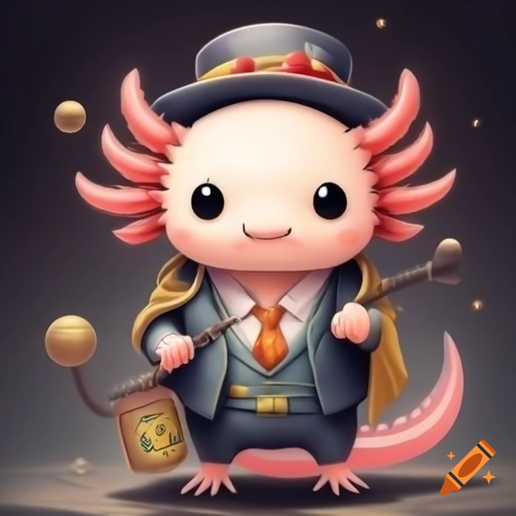 Cute axolotl in fancy suit and tie in anime ONE PIECE style on Craiyon