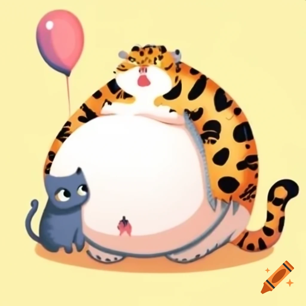 Cute chibi cartoon of a fat tiger sitting and eating a cookie next to a ...