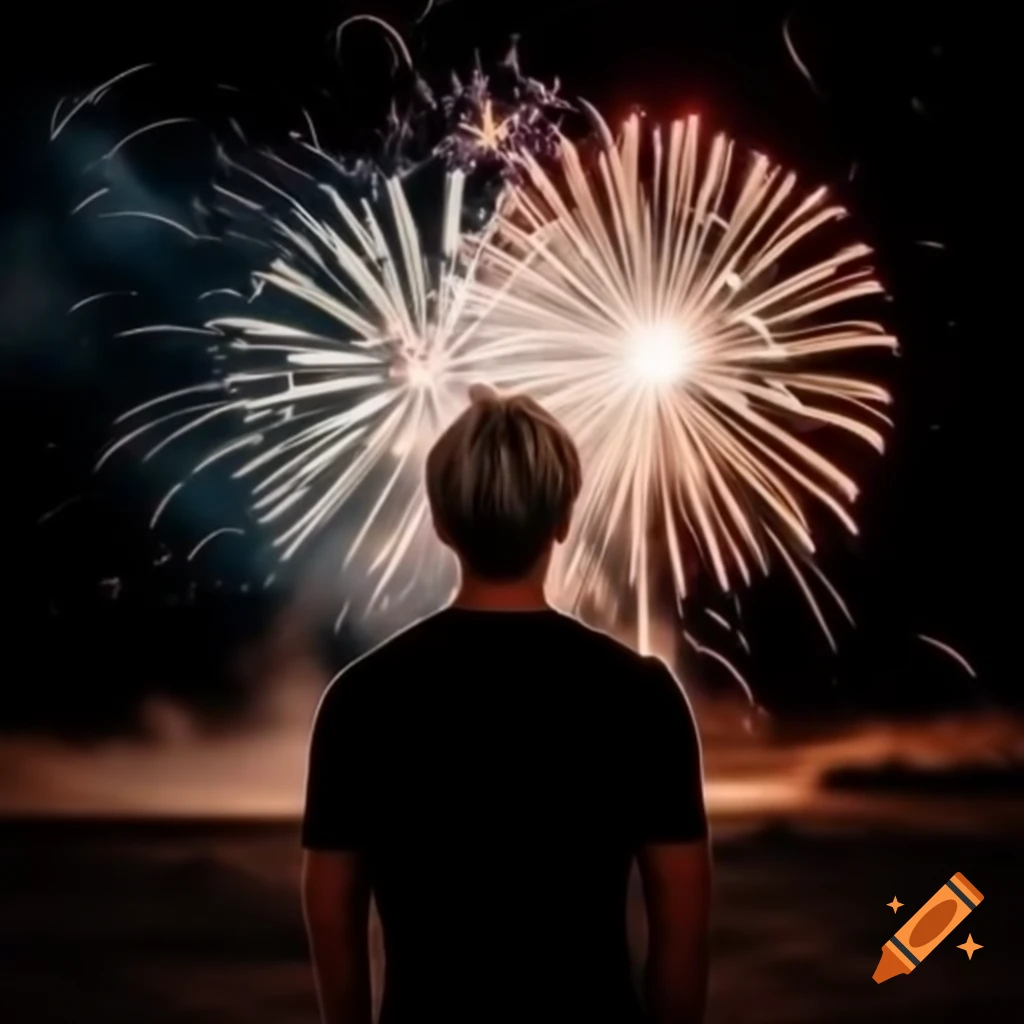 Festive greeting card with fireworks and confetti on Craiyon