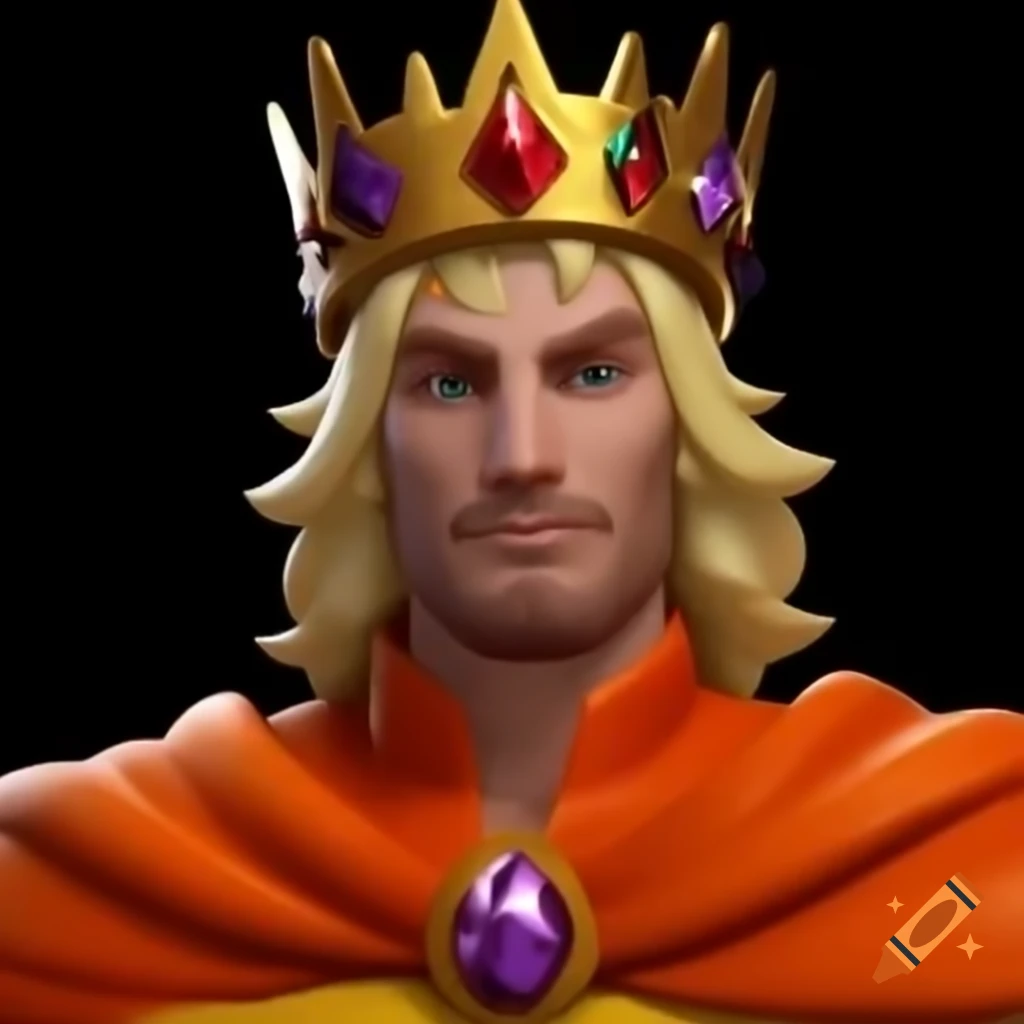 Blonde man dressed as a king in German attire with gem crown, video ...