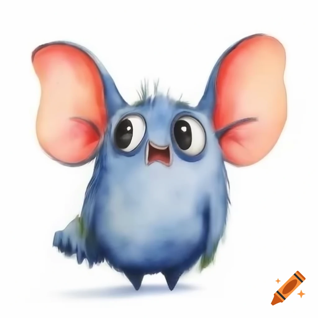 Cutesy bunyip character with big ears, four eyes, and a smiling mouth ...