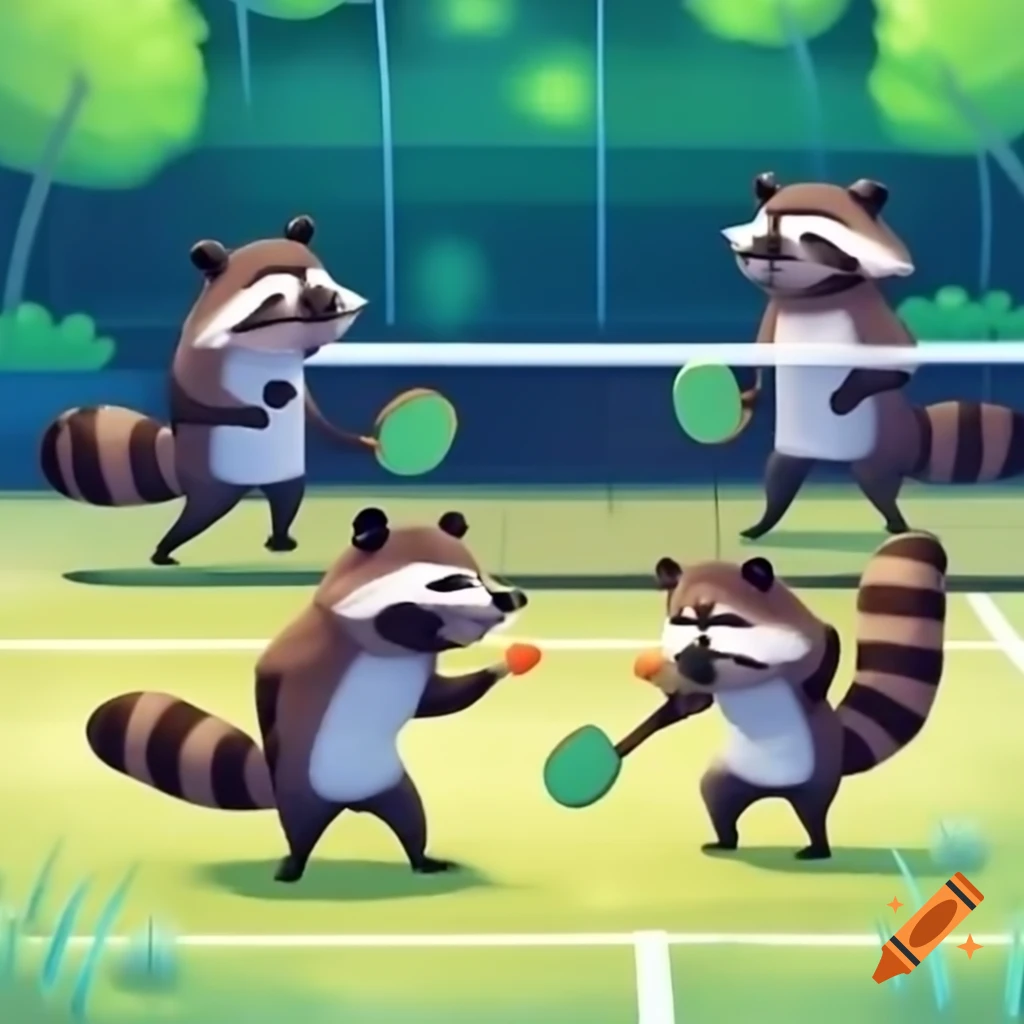 Raccoon playing pickleball sports team logo on Craiyon