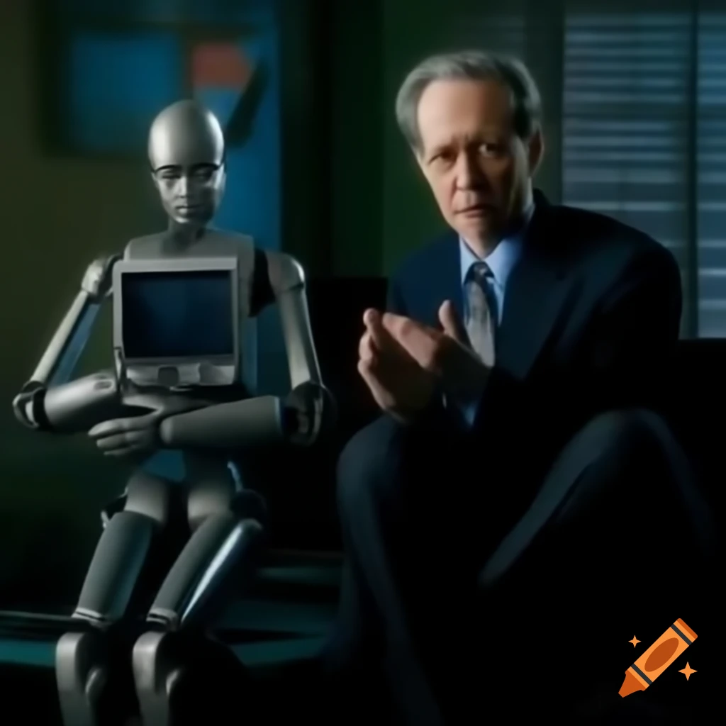 Robot impersonating humans in meme style on Craiyon