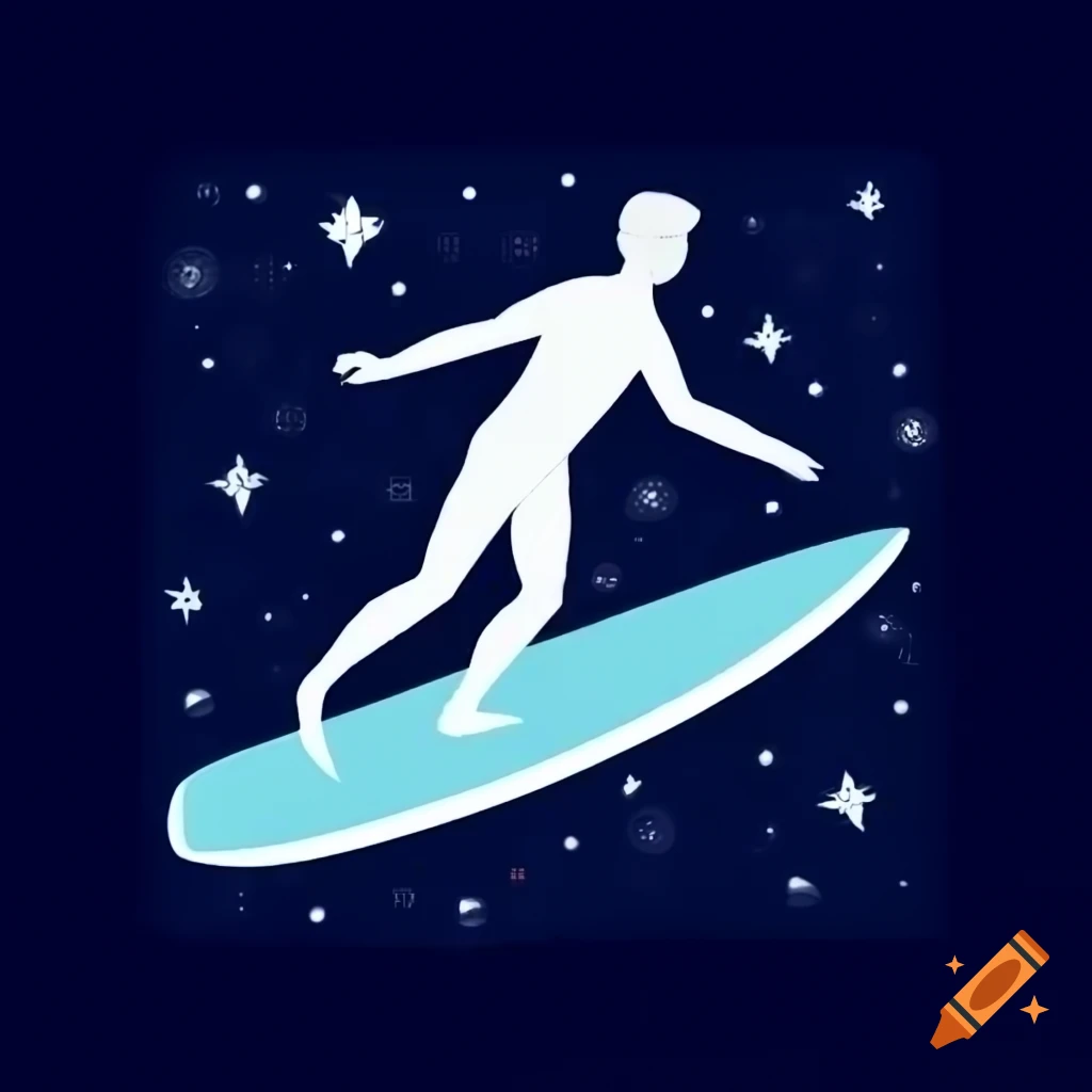 Man surfing through outer space on Craiyon