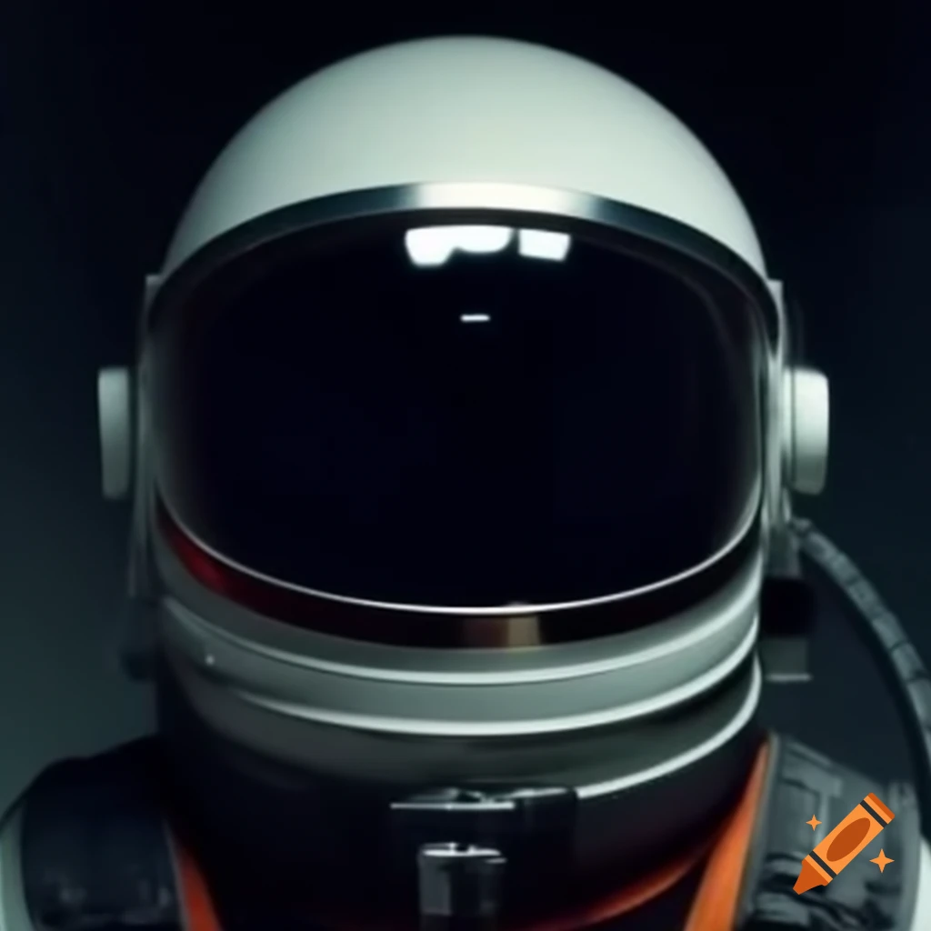 Astronaut's helmet with reflective visor facing forwards on Craiyon