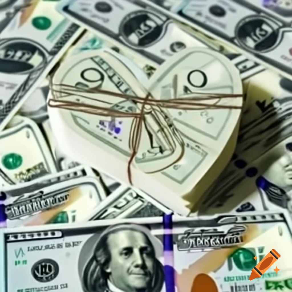 Heart-shaped currency symbolizing love and money on Craiyon