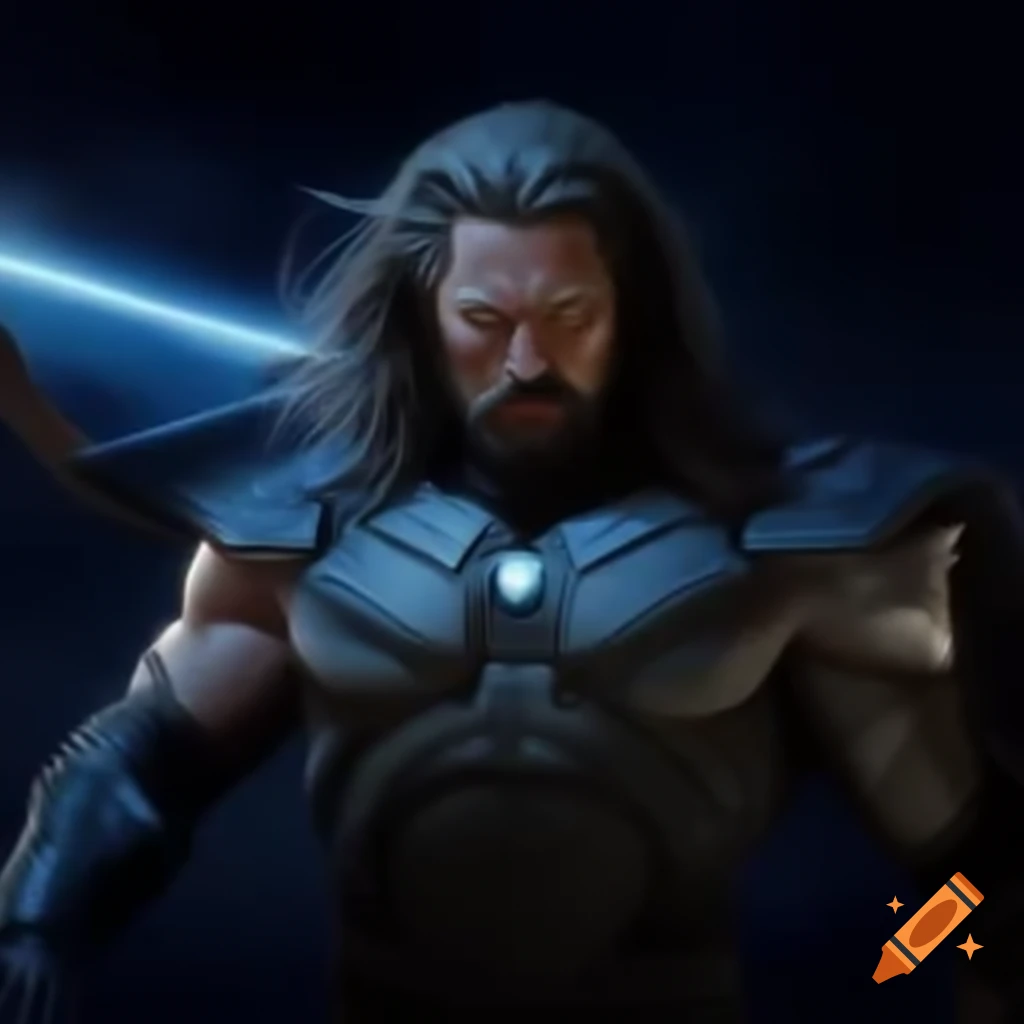 Elon musk in ai power armor wielding a super two-handed sword in a ...