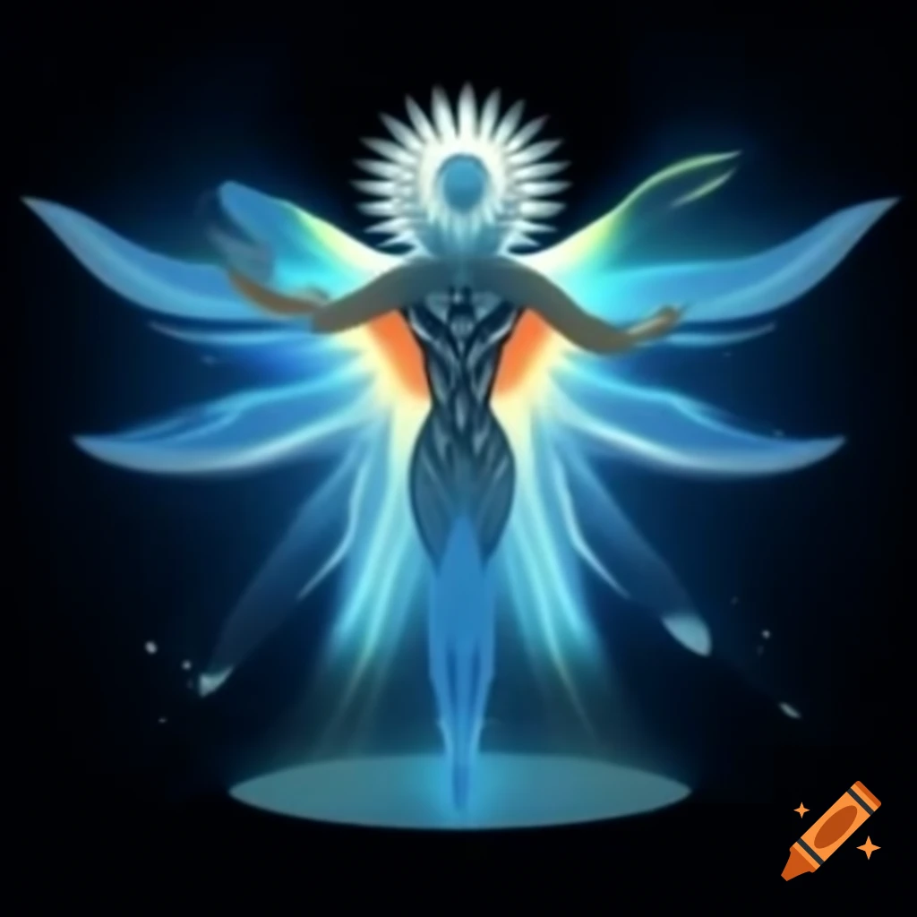 Colossal ethereal figure embodying colors of magic on Craiyon