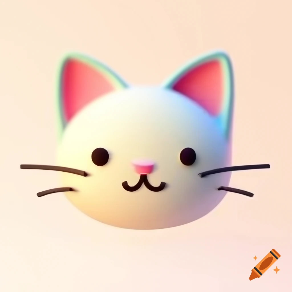 Kawaii cat 2D vector art with bright pastel colors on Craiyon