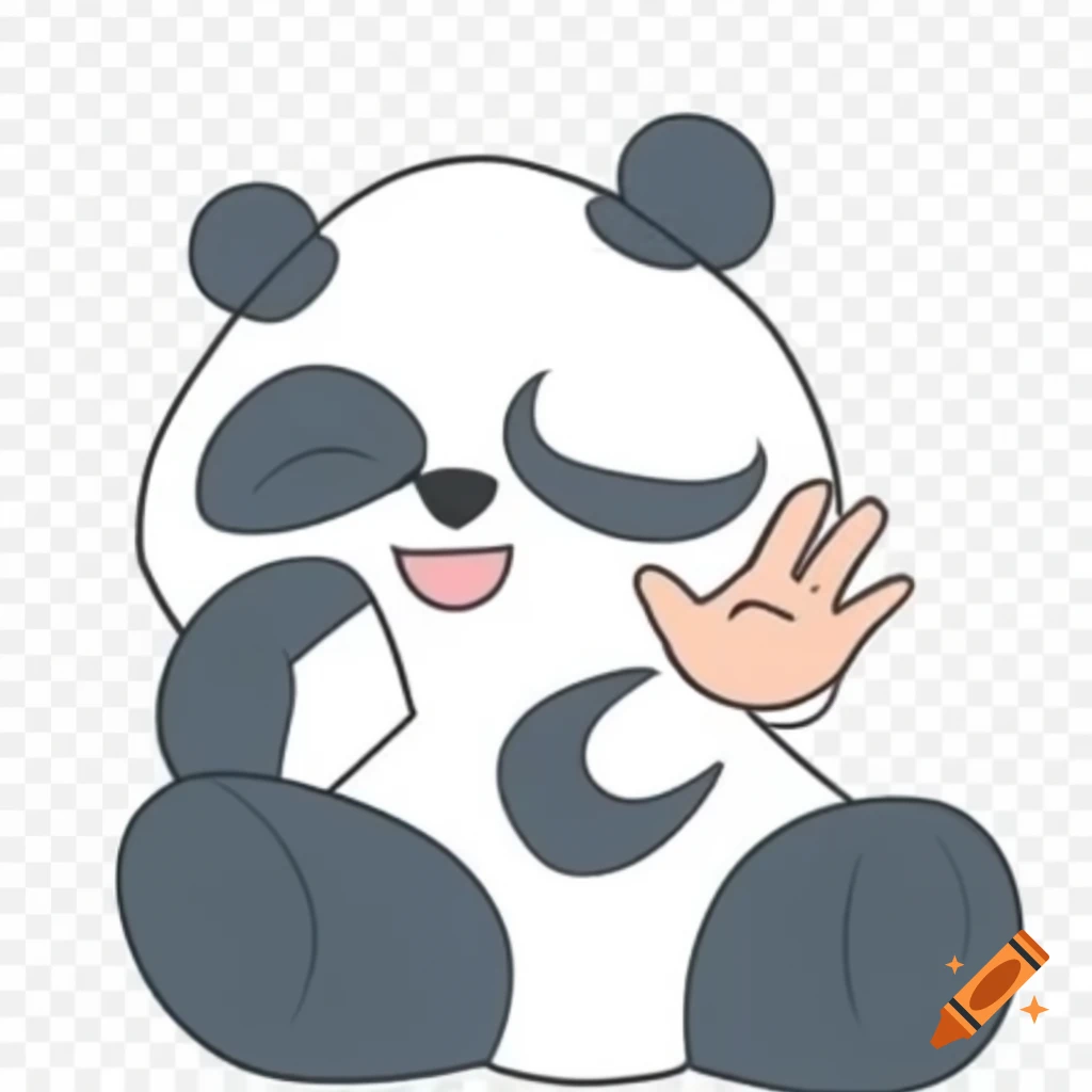 Anime panda smiling and poking with finger in cartoon style on Craiyon