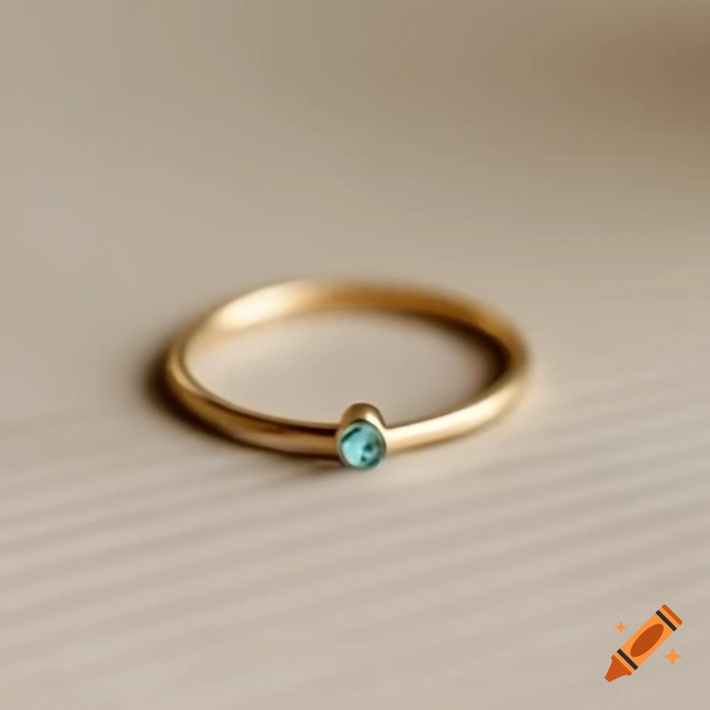 Simple brass ring featuring a small Aquamarine stone on Craiyon