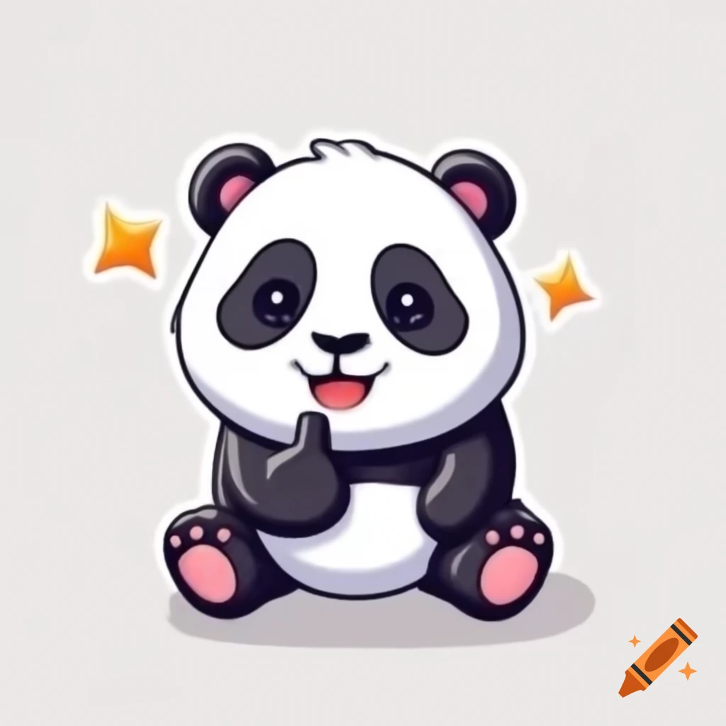 Anime panda smiling and poking finger in cartoon style on Craiyon